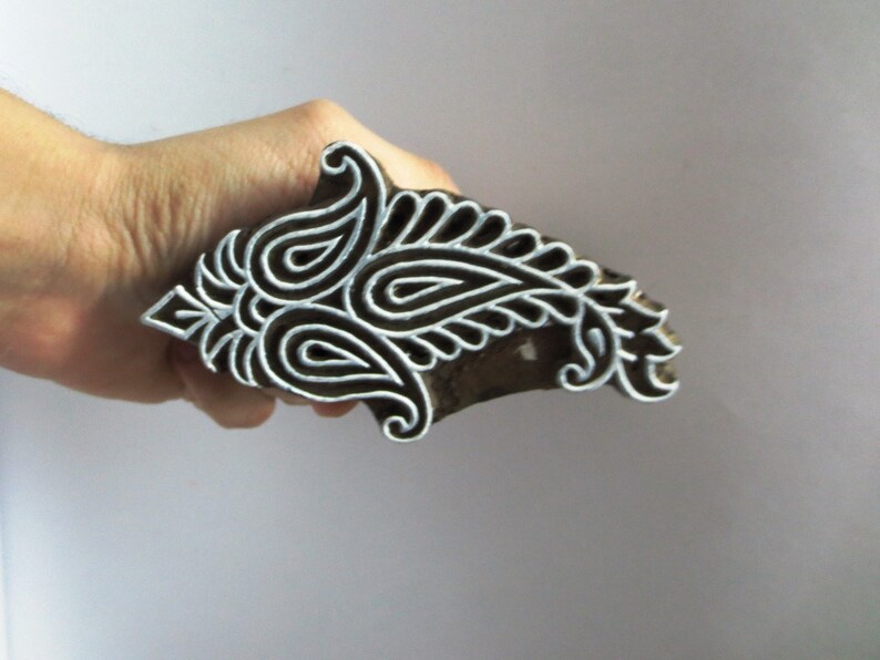 Indian wooden hand carved textile printing on fabric block / | Etsy