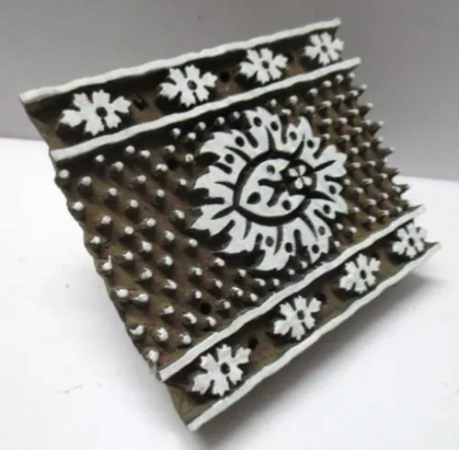 Buy Indian Wooden Hand Carved Textile Printing Fabric Block / Online in ...