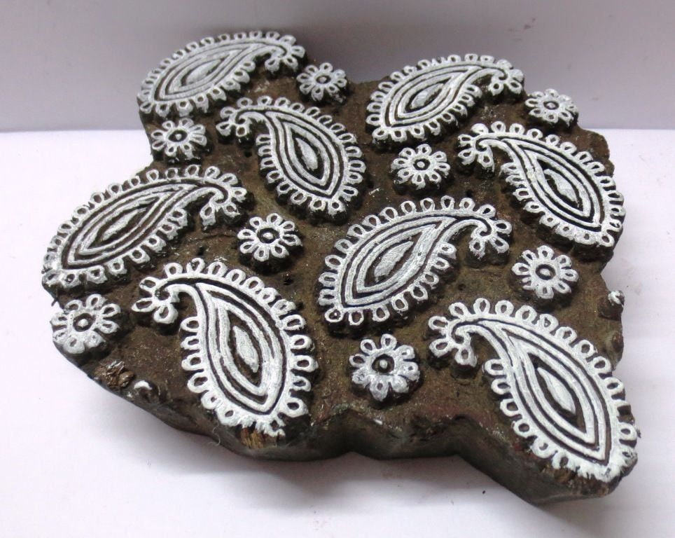 Indian Wooden Hand Carved Textile Printing on Fabric Block / Stamp BOLD ...