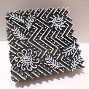 Indian Wooden Hand Carved Textile Printing Fabric Block / Stamp Unique ...