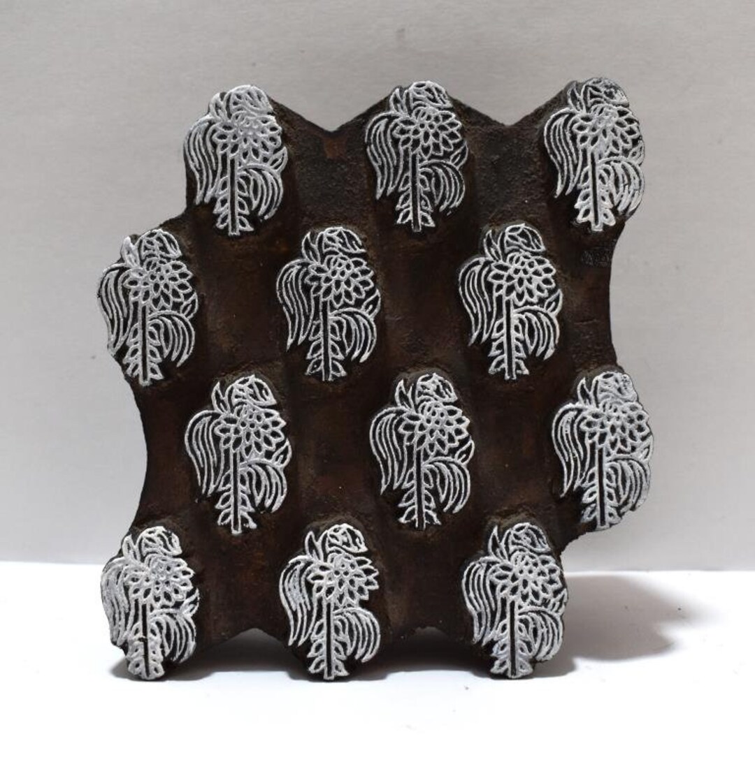 Vintage Indian Wooden Hand Carved Textile Printing Fabric Block / Stamp ...