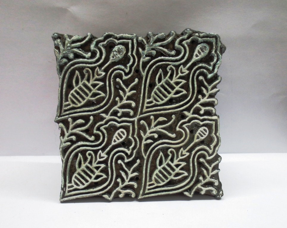 Indian Wooden Hand Carved Textile Printing Fabric Block / Stamp Art ...