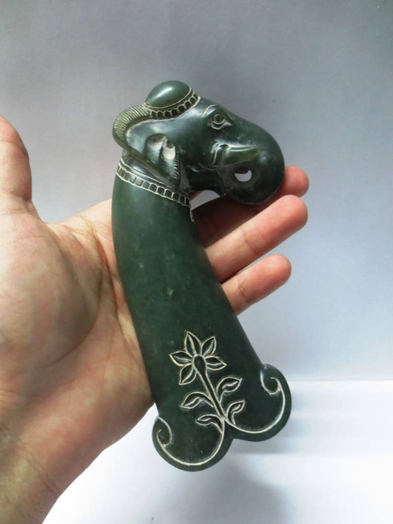 Hand Carved Indian Jade Stone Dagger / Sword Hilt Elephant - Etsy