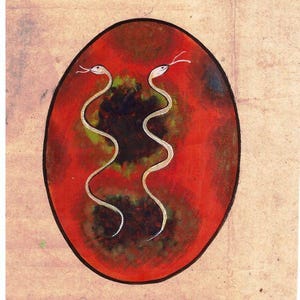 Twin Snake Painting Handmade Snake Tantra Painting Art 1980's ...