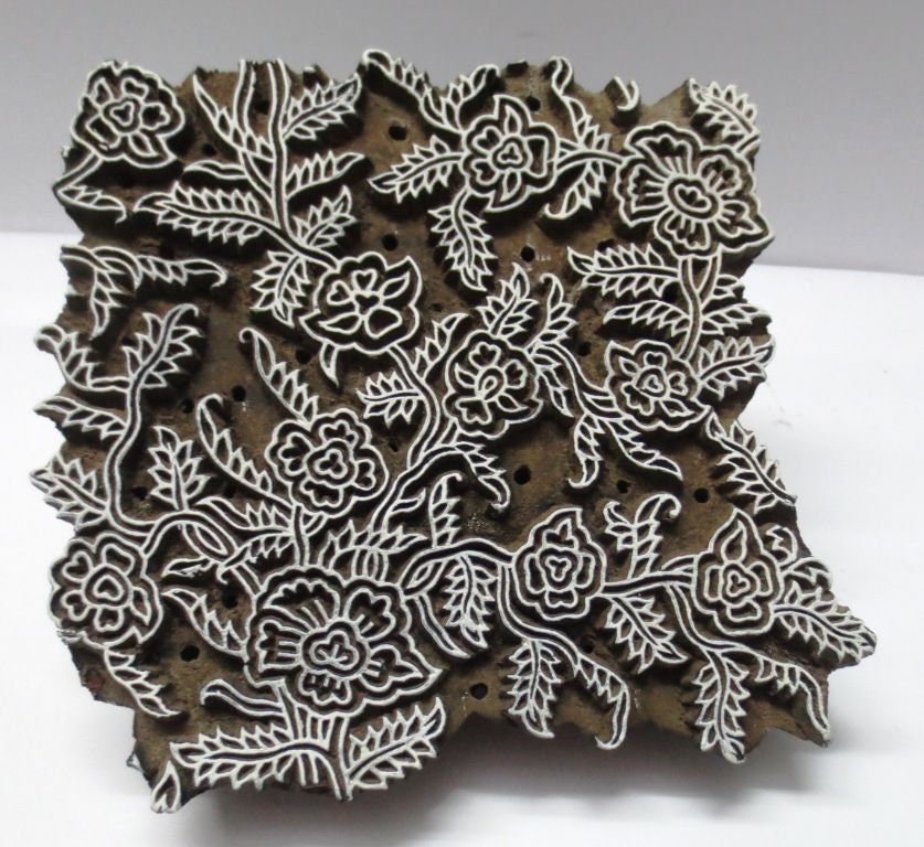 Ethnic Hand Carving on Wood Block for Textile Fabric Batik Clay ...