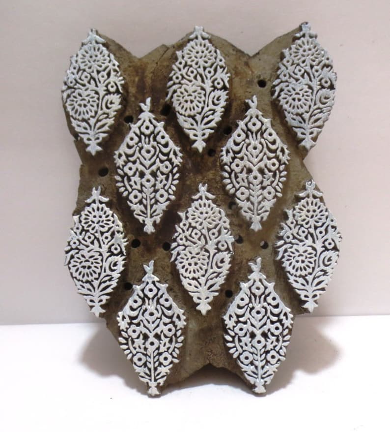 Buy Indian Wooden Hand Carved Textile Printing Fabric Block / Stamp ...