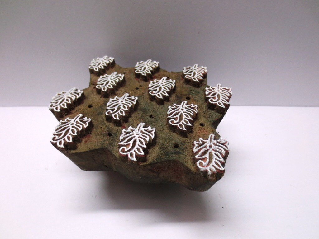 Indian Unique Leaf Motif Design Hand Carved Wooden Block Stamp for ...