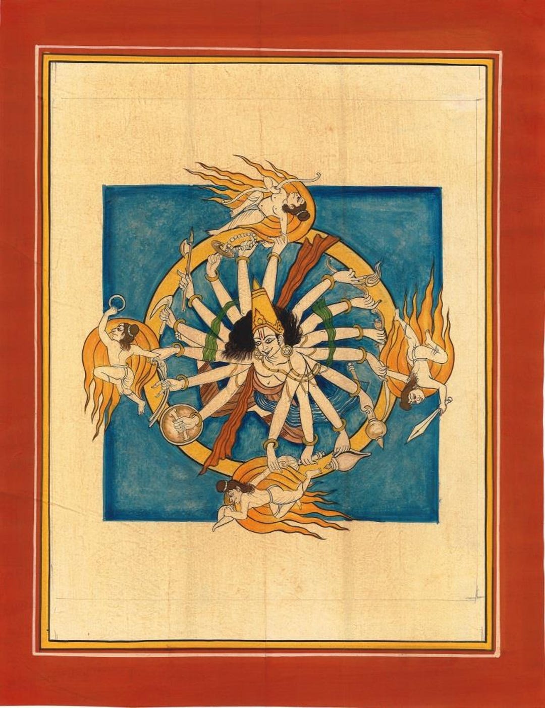 Vintage Indian Tantra Art Painting: Sudarshan Chakra Tantric Spiritual ...