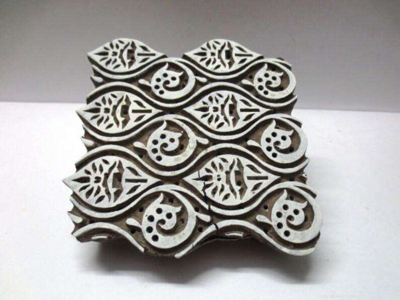 Buy Indian Wooden Hand Carved Textile Printing Fabric Block / Stamp ...