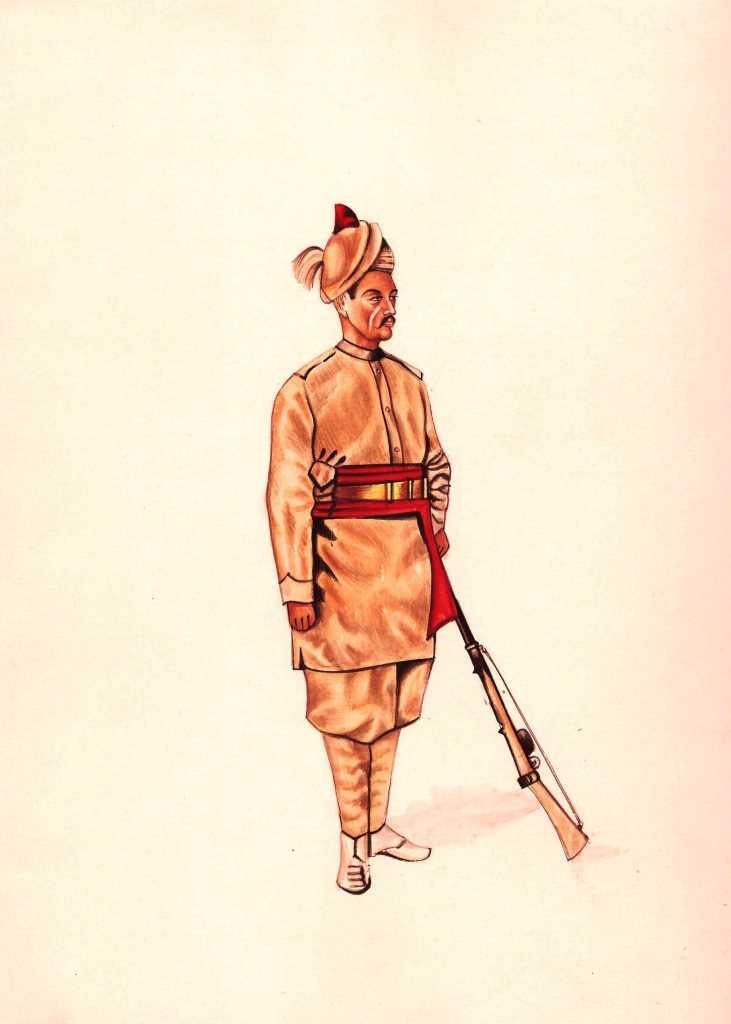 Indian Miniature Painting of East India Company Soldier Sepoy in ...