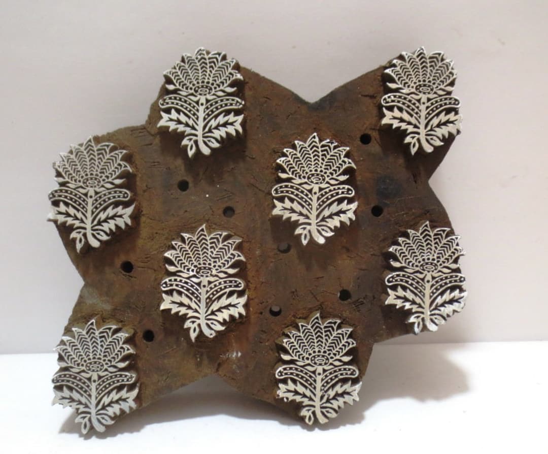 Buy Indian Wooden Hand Carved Textile Printing Fabric Block / Stamp ...