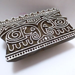 Indian Wooden Hand Carved Textile Printing on Fabric Block / Stamp Folk ...