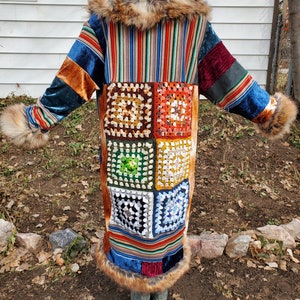 The Granny Square Pimp Coat Duster With Faux Fur Trim - Etsy
