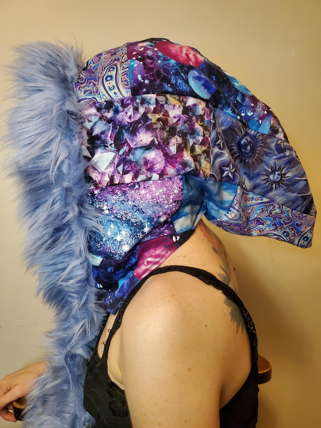 Galactic Skyline Patchwork Hood With Faux Fur Trim - Etsy