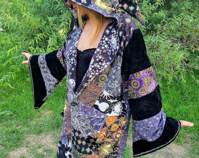 Patchwork Witch Cloak Wizard Robe With Bell Sleeves M/L - Etsy