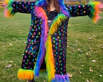 Rainbow Fur Coat - Etsy
