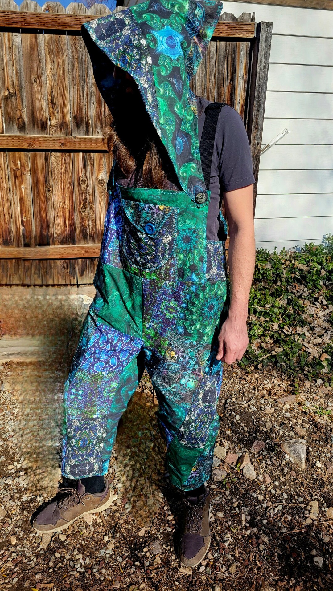 Forest Fractals Patchwork Hooded Overalls Men's XL/2X - Etsy