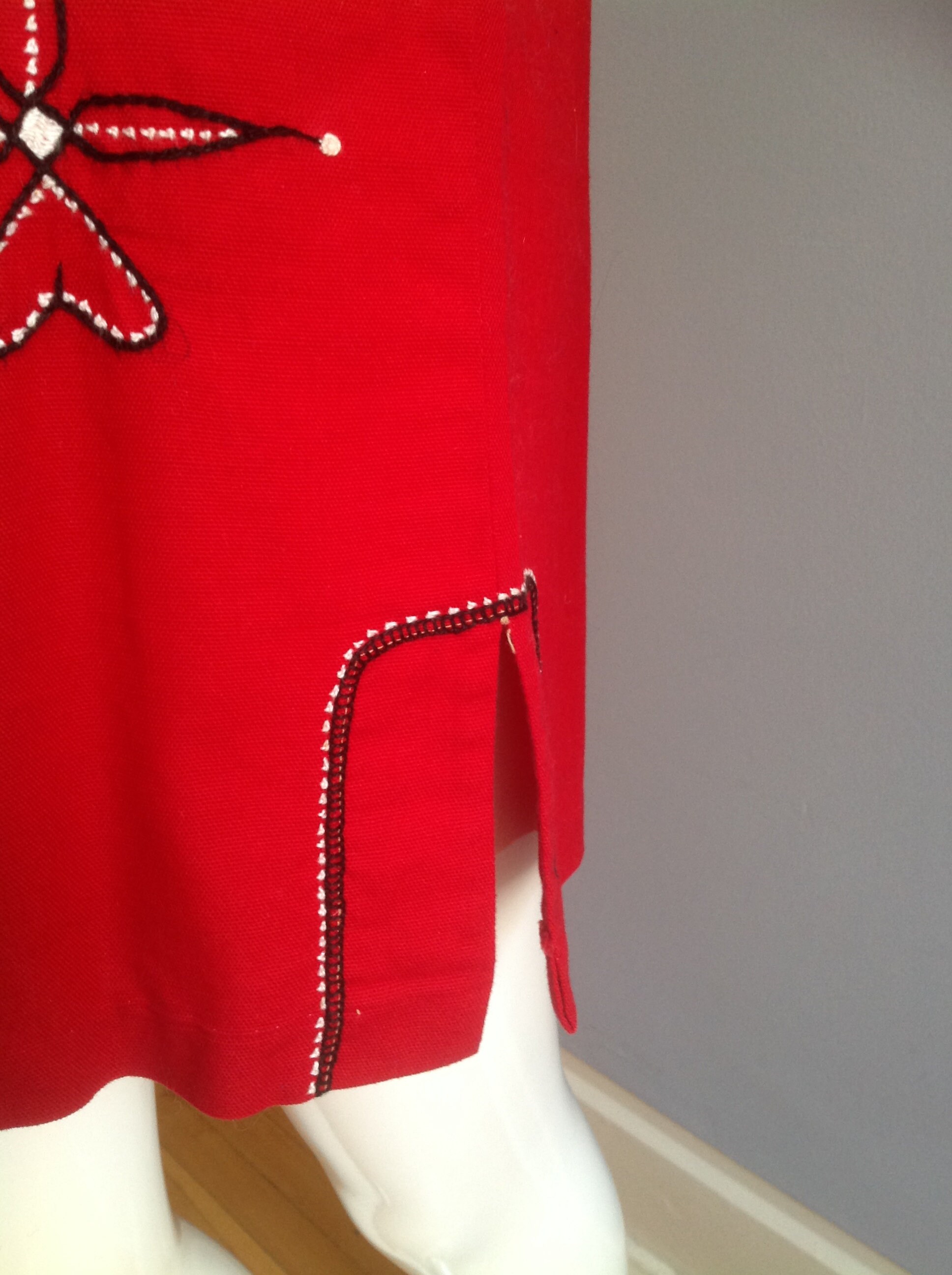 Vintage Retro Cotton Red Dress Hand Embroidered Ethnic - Etsy