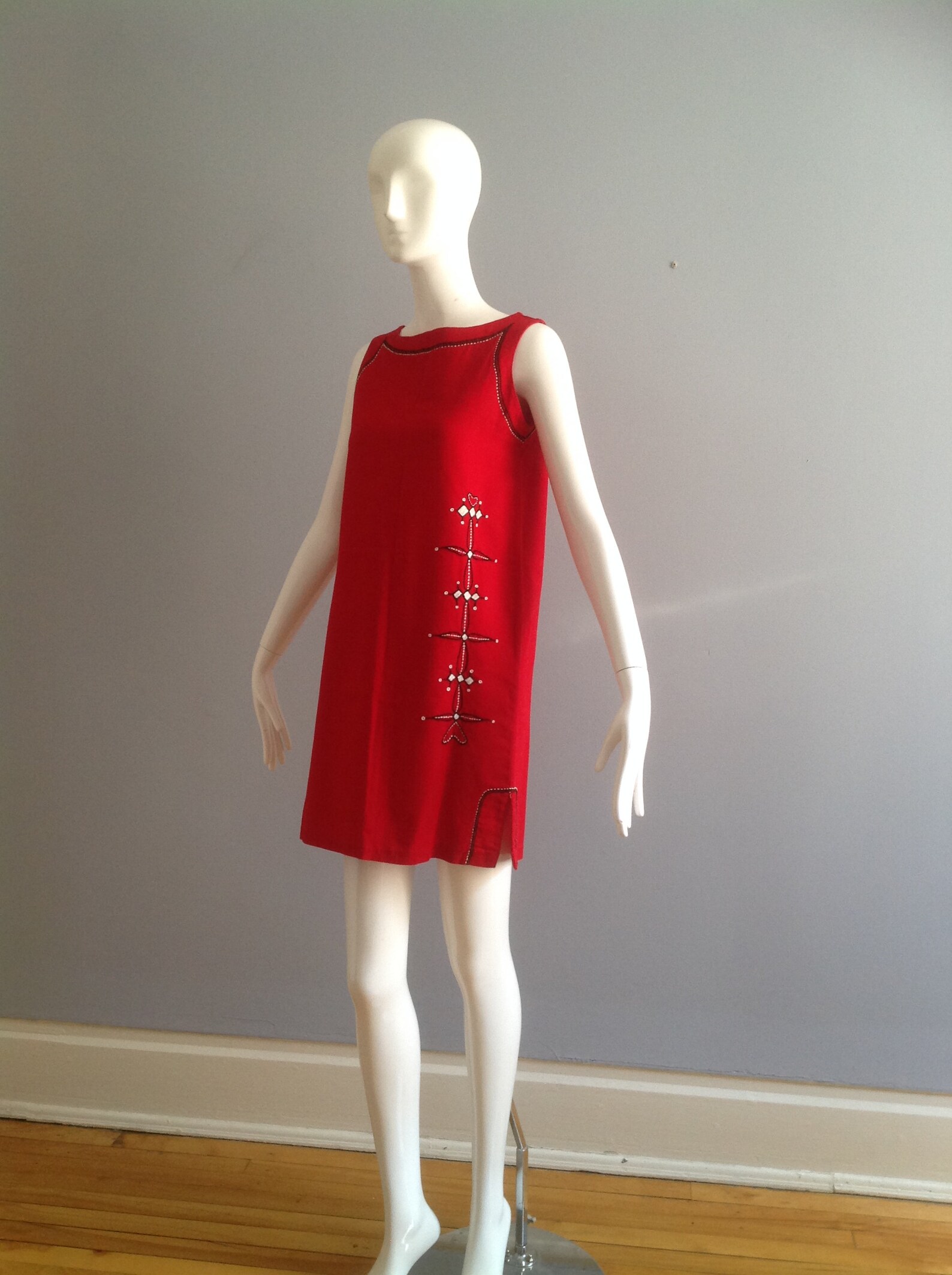 Vintage Retro Cotton Red Dress Hand Embroidered Ethnic - Etsy