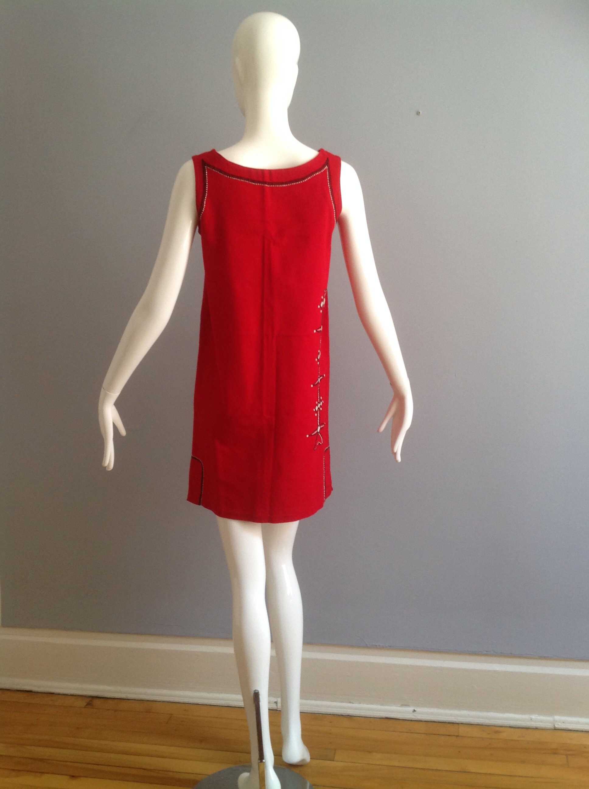 Vintage Retro Cotton Red Dress Hand Embroidered Ethnic - Etsy