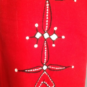 Vintage Retro Cotton Red Dress ~ Hand Embroidered Ethnic Inspired Print ...
