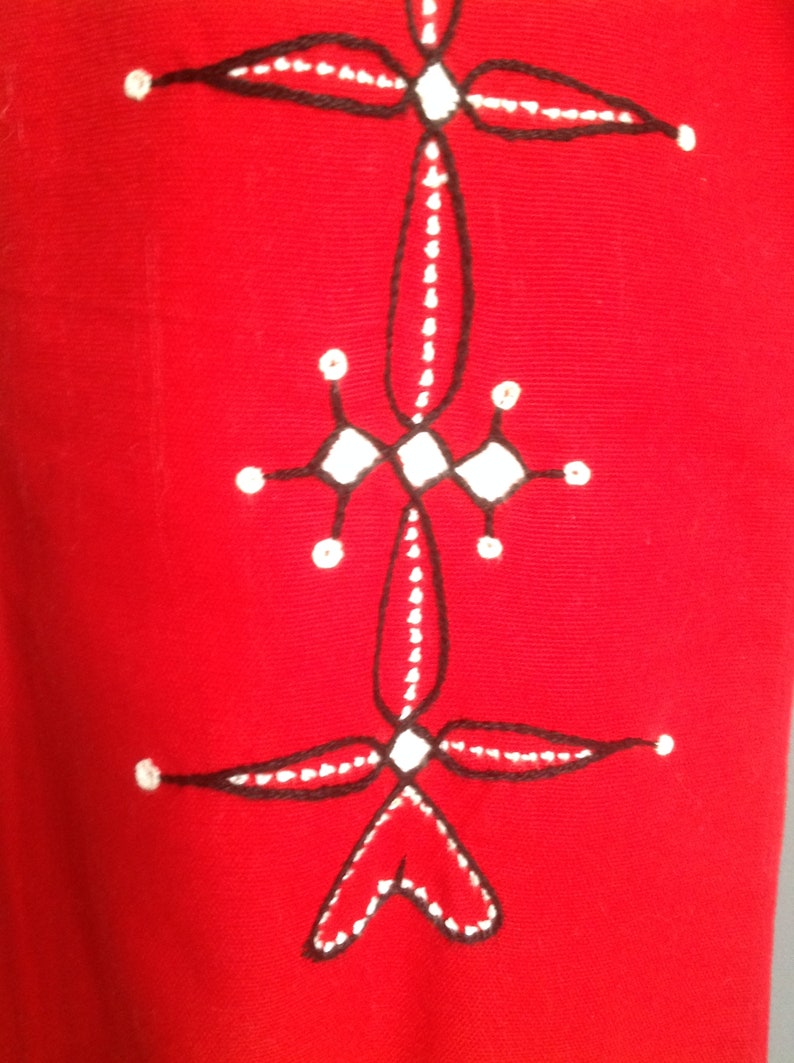 Vintage Retro Cotton Red Dress Hand Embroidered Ethnic - Etsy