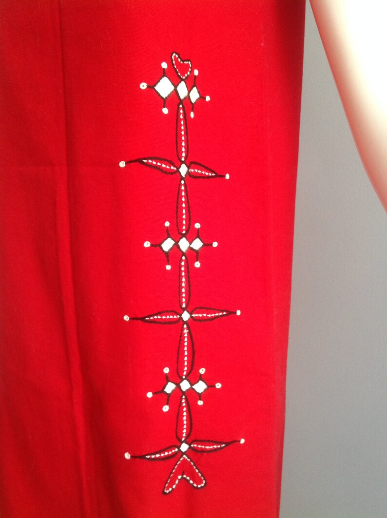 Vintage Retro Cotton Red Dress Hand Embroidered Ethnic - Etsy