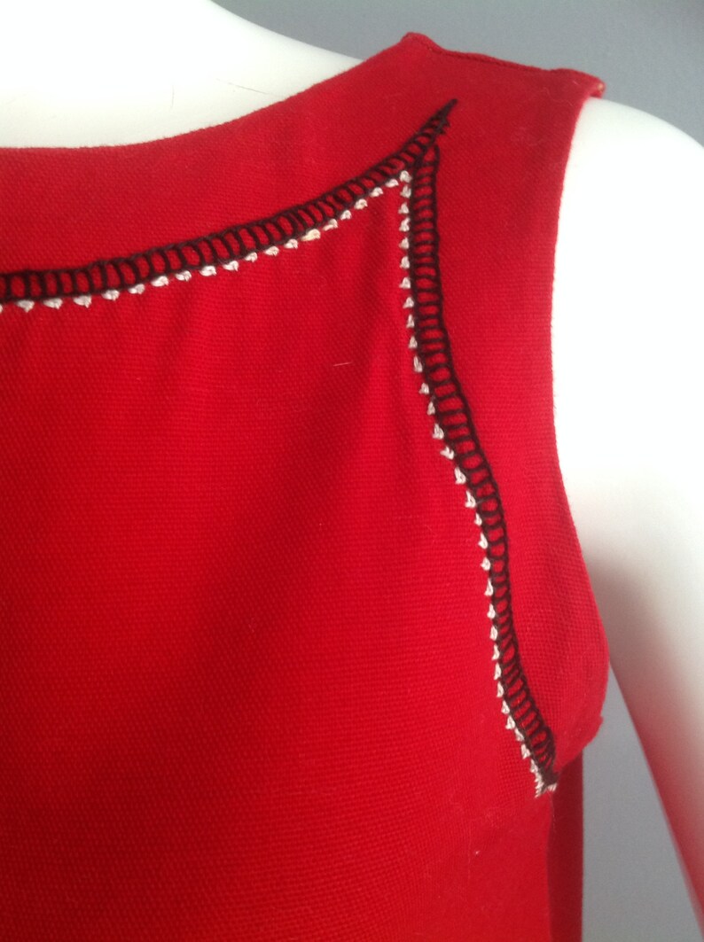 Vintage Retro Cotton Red Dress Hand Embroidered Ethnic - Etsy