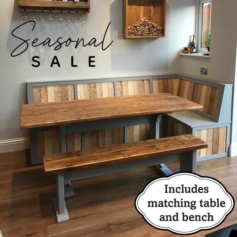 Corner Bench With Matching Table and Seat Bench Set - Etsy UK
