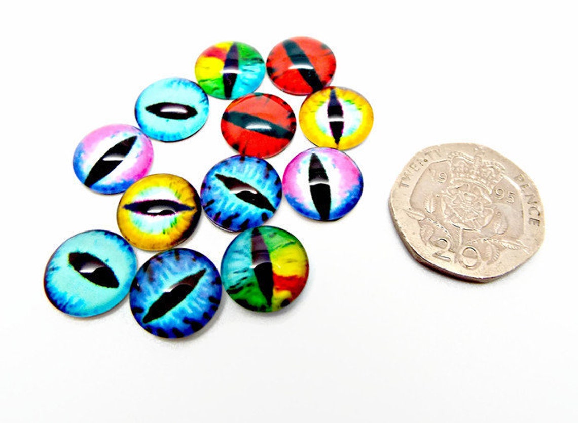 12mm Glass Eyes 12 Eye Cabochons Photo Cabochons Dragon - Etsy