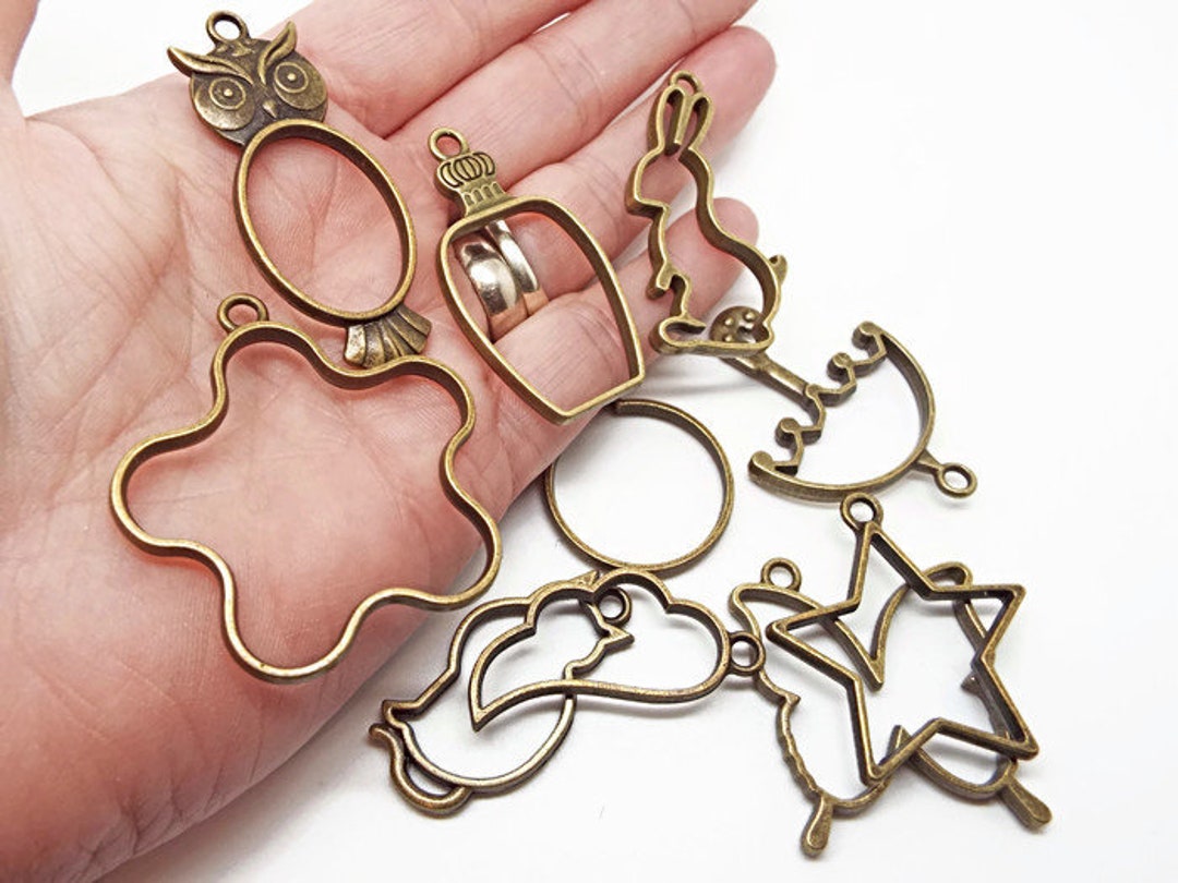 10 Antique Bronze Open Back Bezel Pendants Resin Setting - Etsy