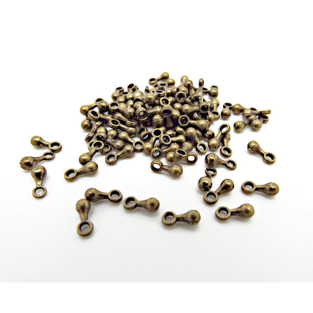 100 Bronze Chain Ends, Necklace End Drops, Metal Teardrop Charm, Bronze ...