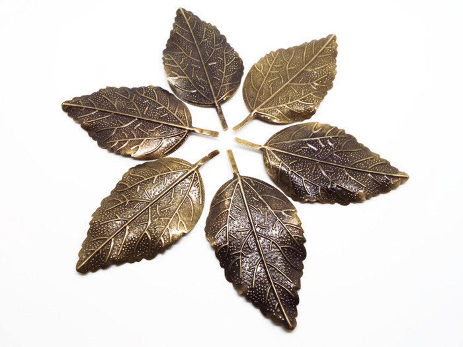 Large Bronze Leaf Pendants 65mm Leaf Embellishments Pack of | Etsy