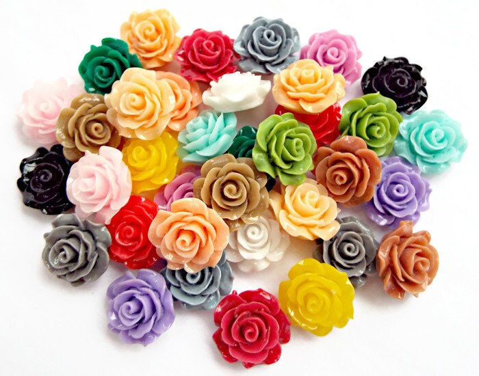 30 Flower Cabochons 20mm Rose Cabochons Flower - Etsy UK