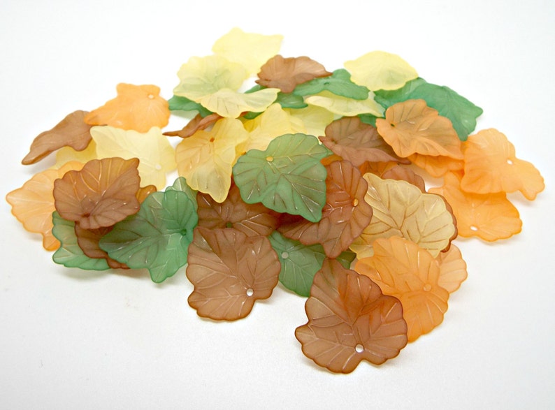 50 Mixed Leaves Frosted Leaves 4 Color Pack Acrylic Leaves - Etsy