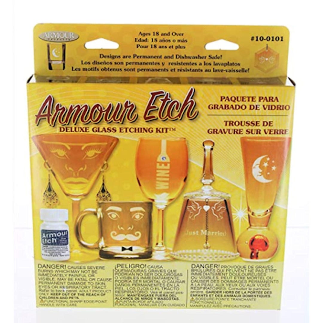 Glass Etching Deluxe Starter Kit, Includes Stencils, Camel Hair Brush ...
