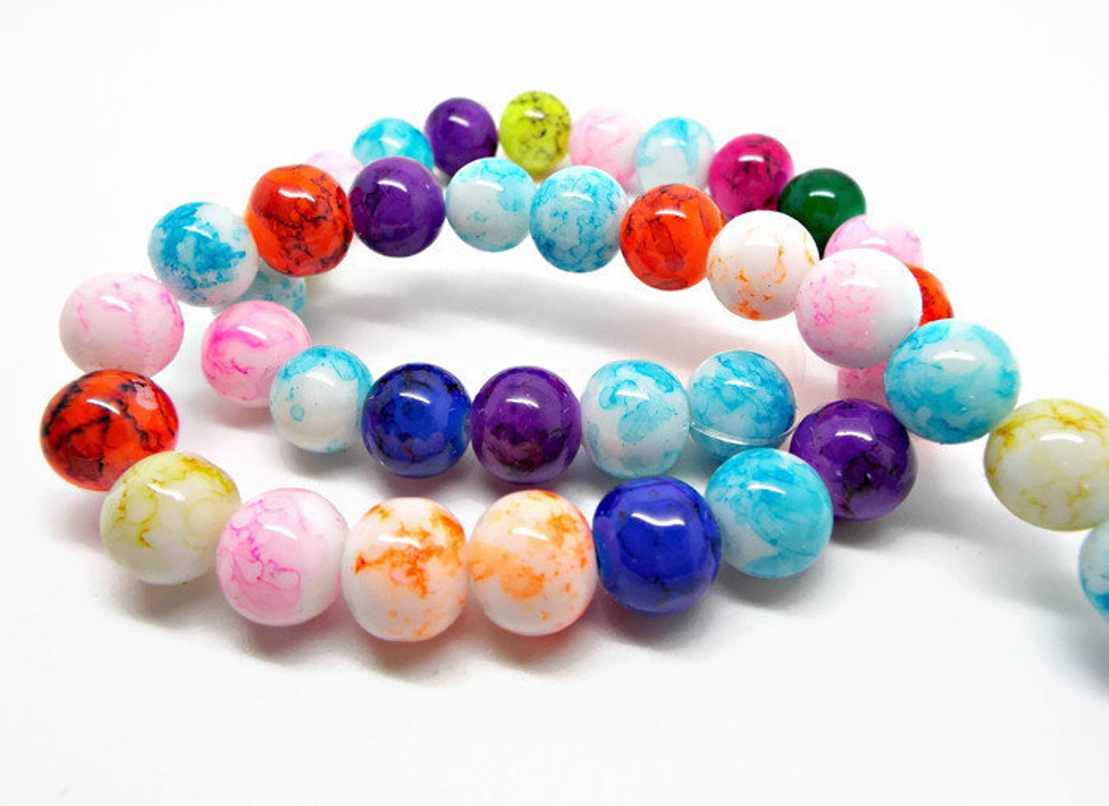 10mm Mixed Color Glass Beads Spraypainted With a Mottled - Etsy UK