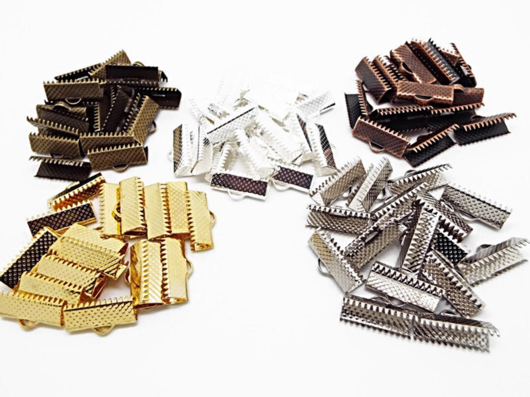 16mm Ribbon Ends 5 Colors Pack of 25 Textured End Crimps - Etsy