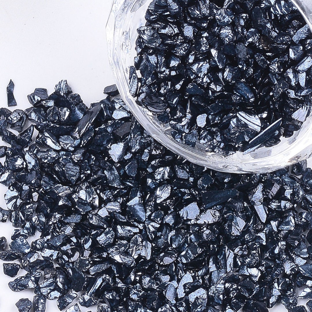 Blue Black Glass Chips Prussian Blue Crushed Glass Metallic - Etsy