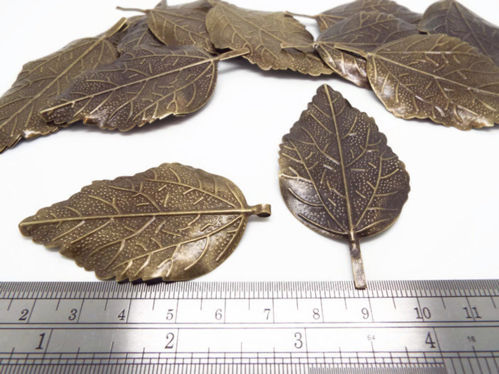 Large Bronze Leaf Pendants 65mm Leaf Embellishments Pack of | Etsy