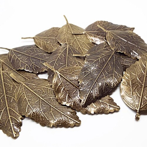 Large Bronze Leaf Pendants 65mm Leaf Embellishments Pack of | Etsy