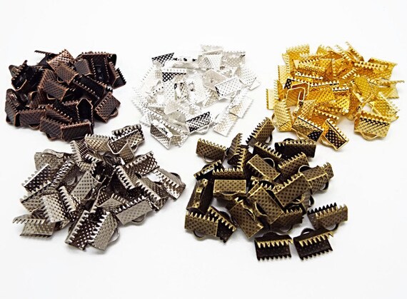 10mm Ribbon Ends 5 Colors Pack of 50 Textured End Crimps - Etsy UK