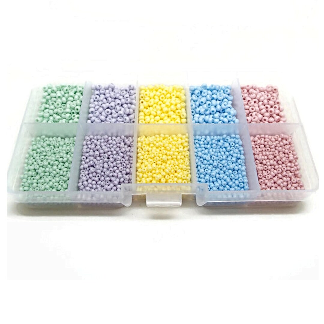 7500 Seed Bead Box, Preciosa Beads in 5 Opaque Colours, 11/0 and 8/0 ...