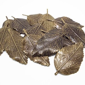 Large Bronze Leaf Pendants, 65mm Leaf Embellishments, Pack of 10 or 20 ...