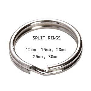 20 Silver Split Rings 12mm 15mm 20mm 25mm 30mm, Keyring Loop, Jewelry Findings, Double Split ...