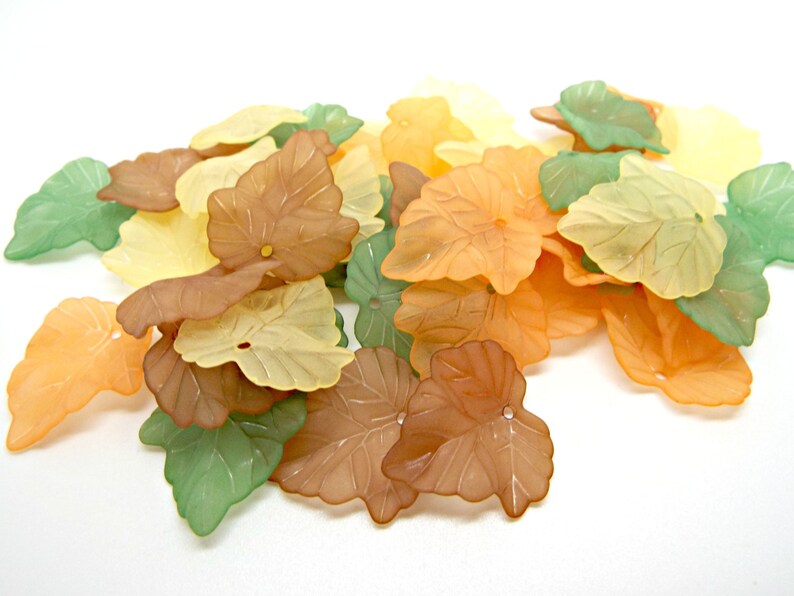 50 Mixed Leaves Frosted Leaves 4 Color Pack Acrylic Leaves - Etsy
