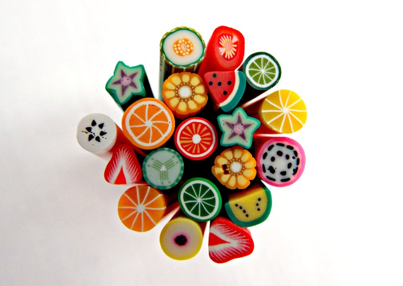 20 Fimo Canes Mixed Fruit Canes Polymer Clay Canes 2 Inch - Etsy UK