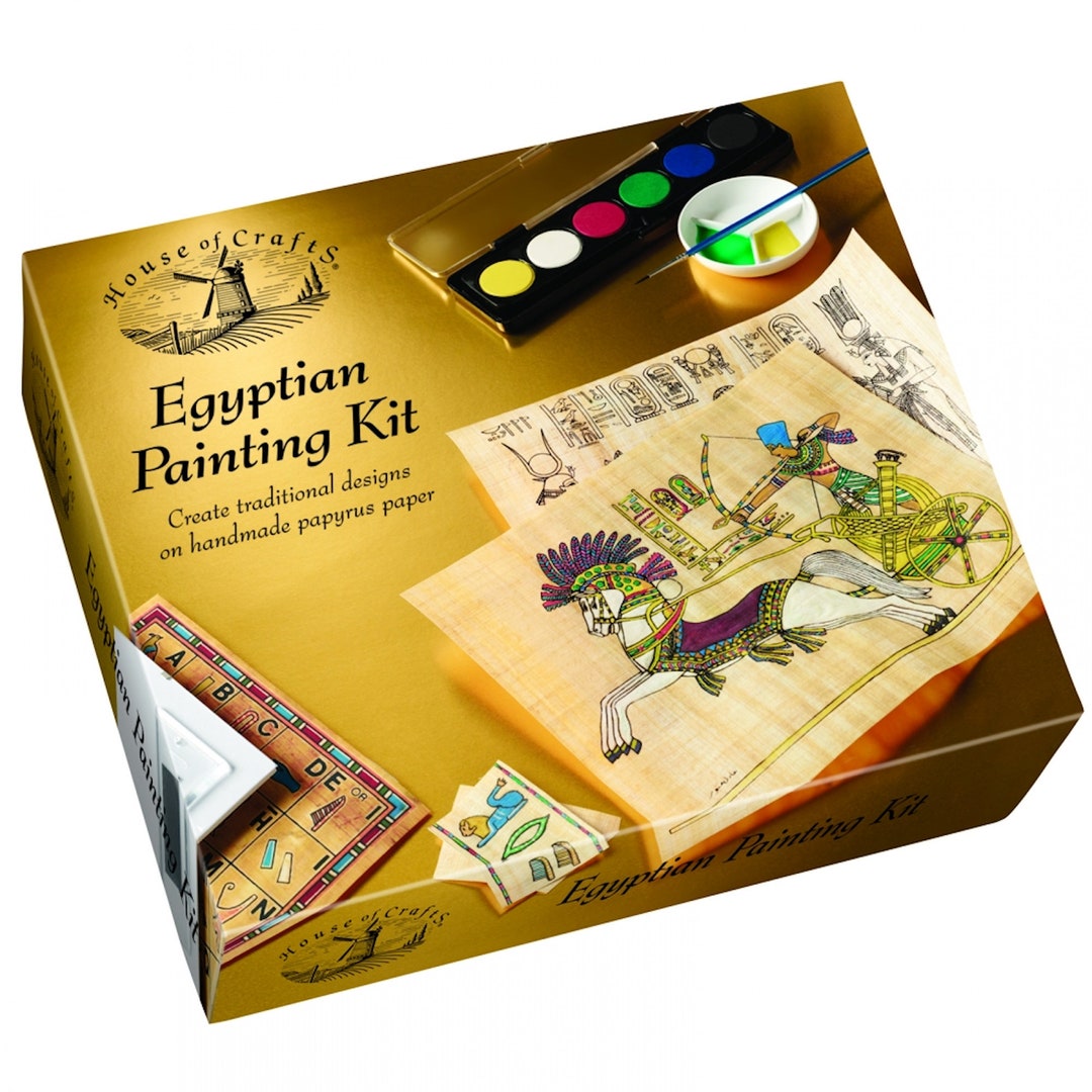 Egyptian Painting Kit, Ancient Egypt Papyrus Painting, 2x Pre-printed ...