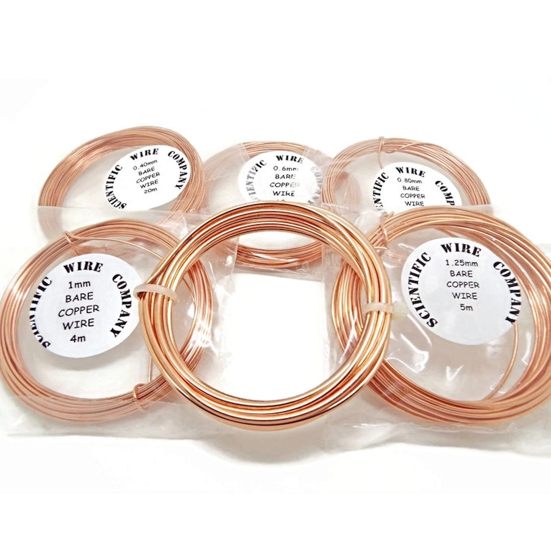 Bare Round Copper Wire, Uncoated in 5 Sizes, Gauges 26 22 20 18 & 16 ...