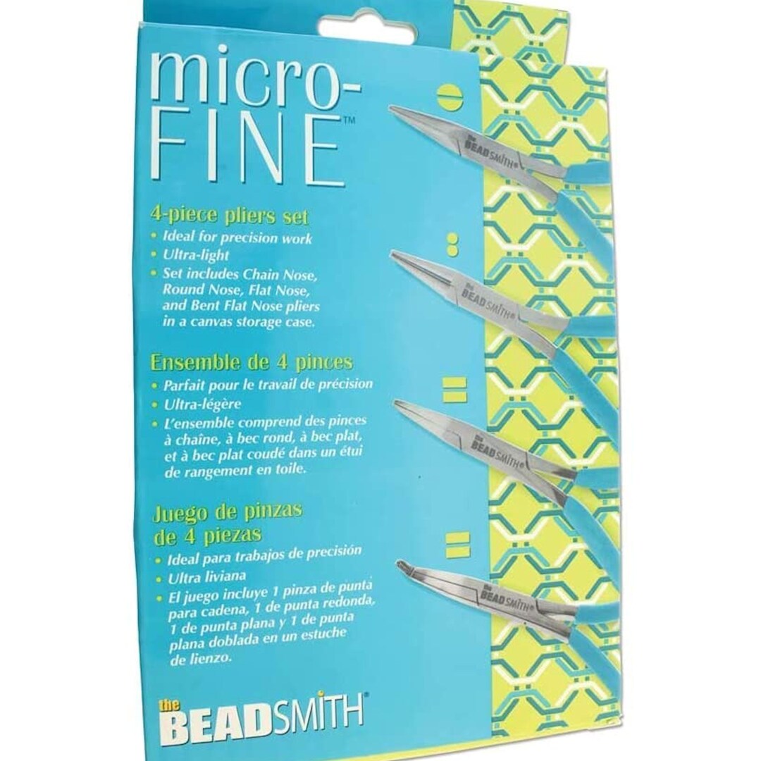 Micro-fine Plier Kit, Set of 4, Round Nose, Chain Nose, Flat Nose, Bent ...